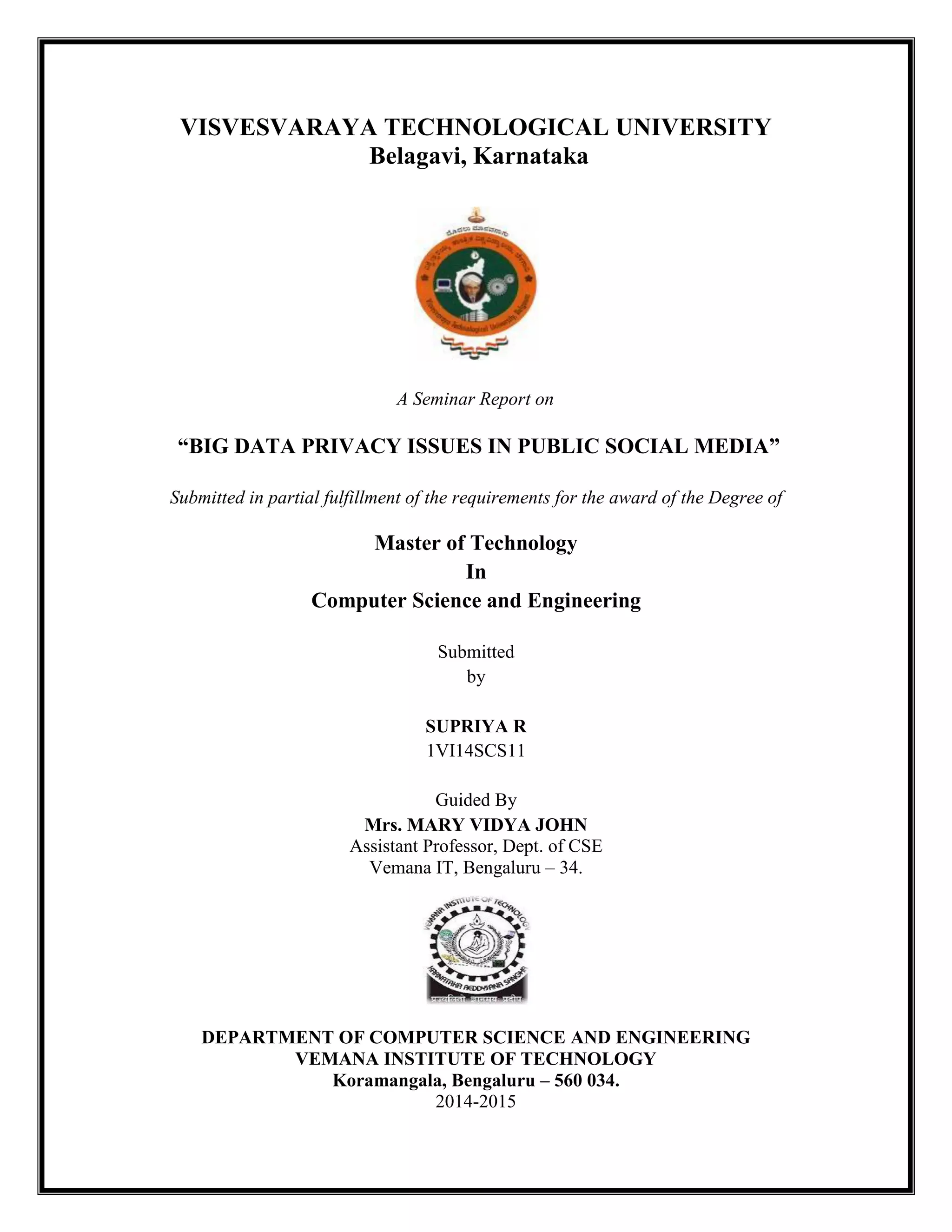 Big data privacy issues in public social media | PDF