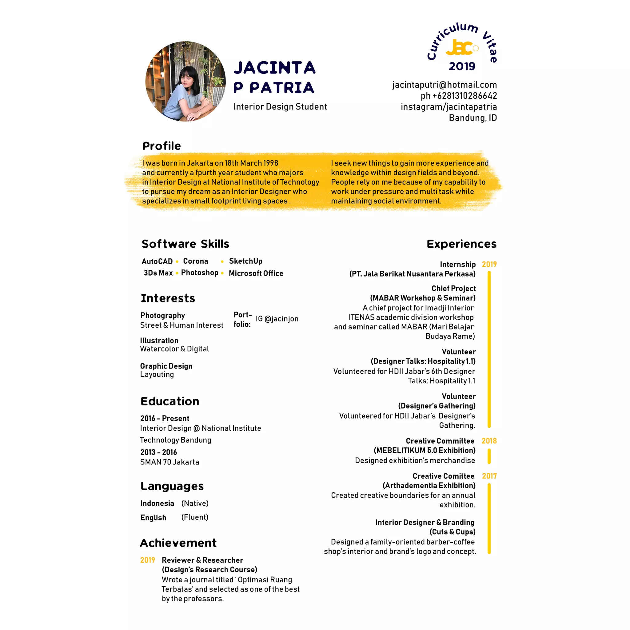 Curriculum Vitae & Portfolio Interior Design Jacinta Putri Patria | PDF