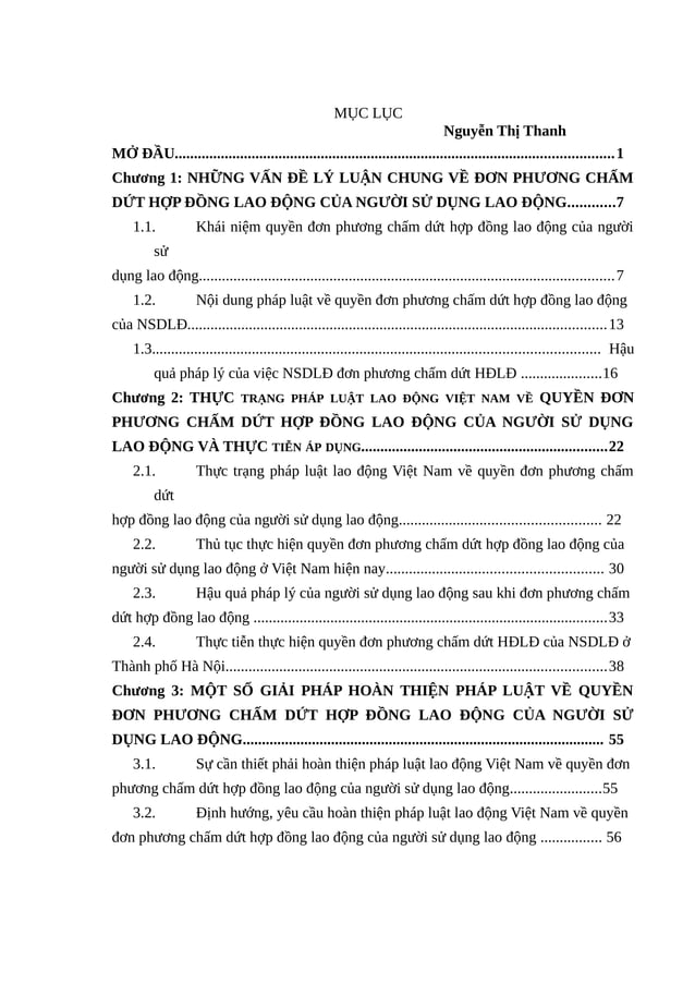 Đơn phương chấm dứt hợp đồng lao động của người sử dụng lao động theo pháp luật Việt Nam từ thực ...