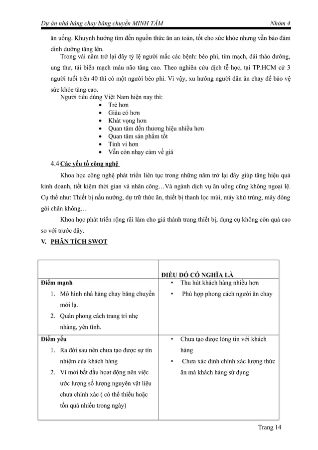 luận văn TIỂU LUẬN MÔN LẬP KẾ HOẠCH KINH DOANH dự án nhà hàng băng chuyền chay minh tâm | PDF