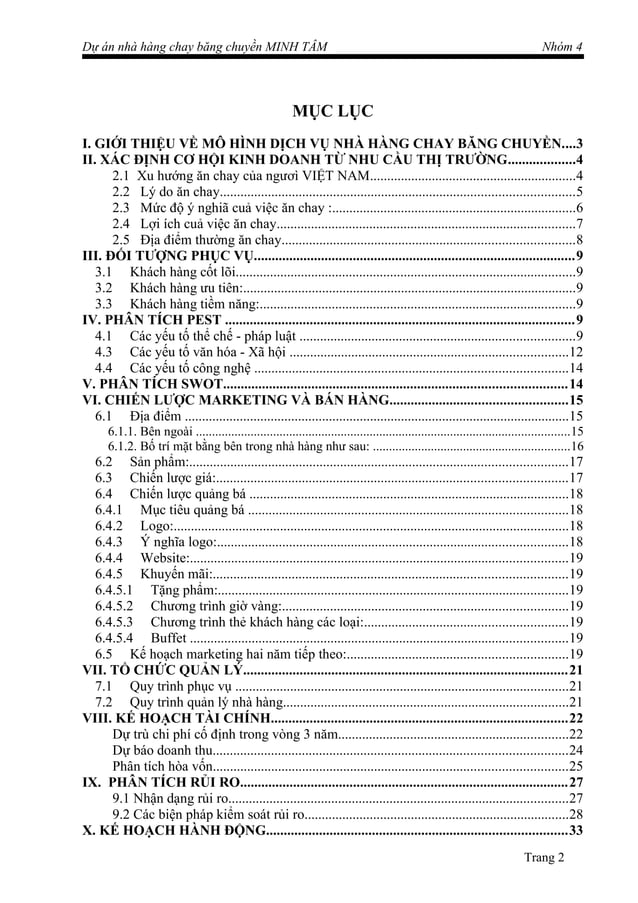 luận văn TIỂU LUẬN MÔN LẬP KẾ HOẠCH KINH DOANH dự án nhà hàng băng chuyền chay minh tâm | PDF