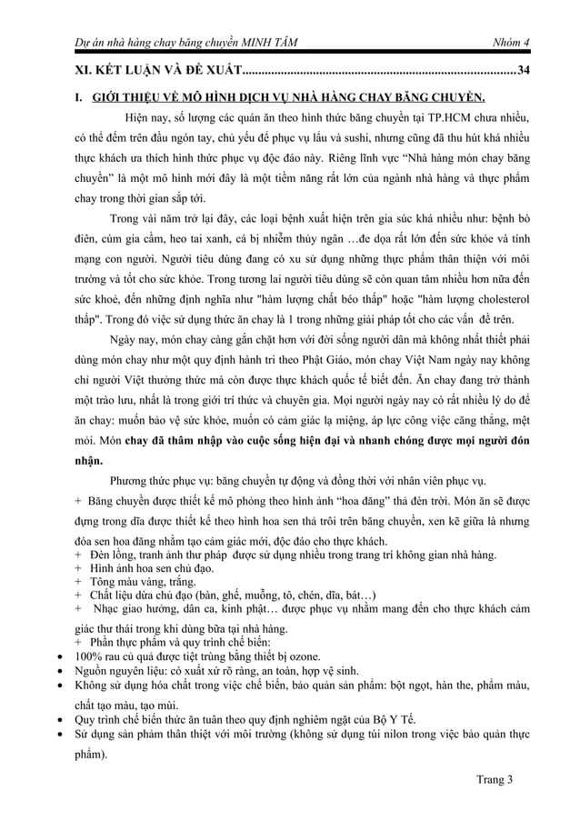 luận văn TIỂU LUẬN MÔN LẬP KẾ HOẠCH KINH DOANH dự án nhà hàng băng chuyền chay minh tâm | PDF