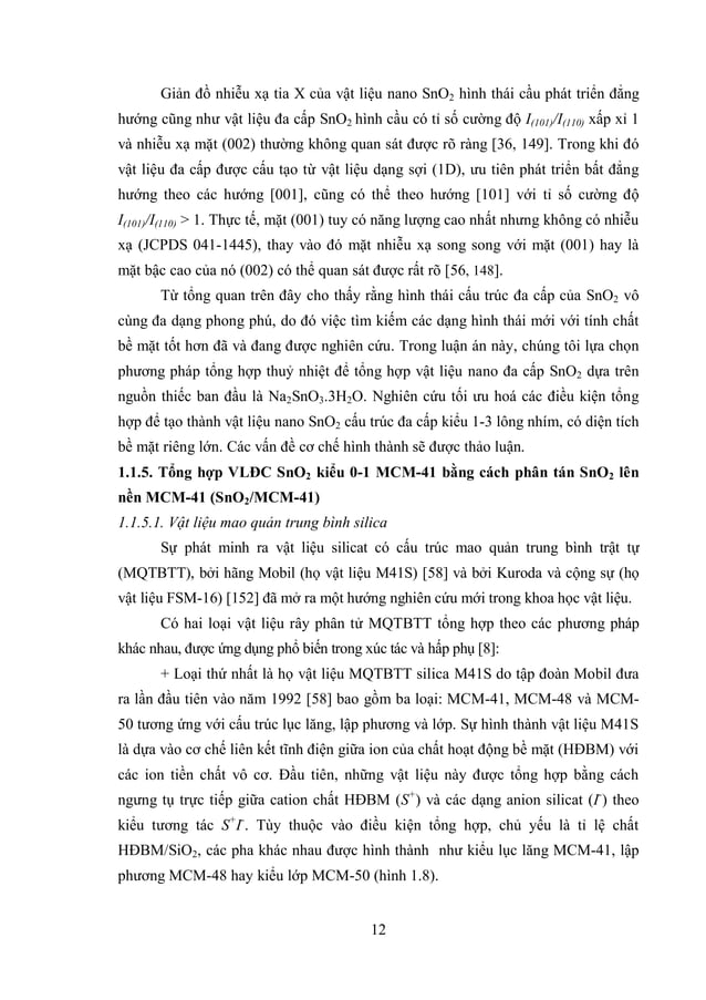 Nghiên cứu tổng hợp vật liệu SnO2 có cấu trúc nano đa cấp và ứng dụng trong cảm biến khí, xúc ...