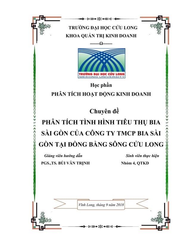 Phân tích tình hình tiêu thụ bia của Công ty Cổ phần Thương mại Bia Sài Gòn Tại Đồng Bằng Sông ...
