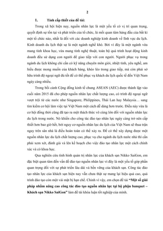 Một số giải pháp nhằm nâng cao công tác đào tạo nguồn nhân lực tại bộ phận banquet – Khách sạn ...