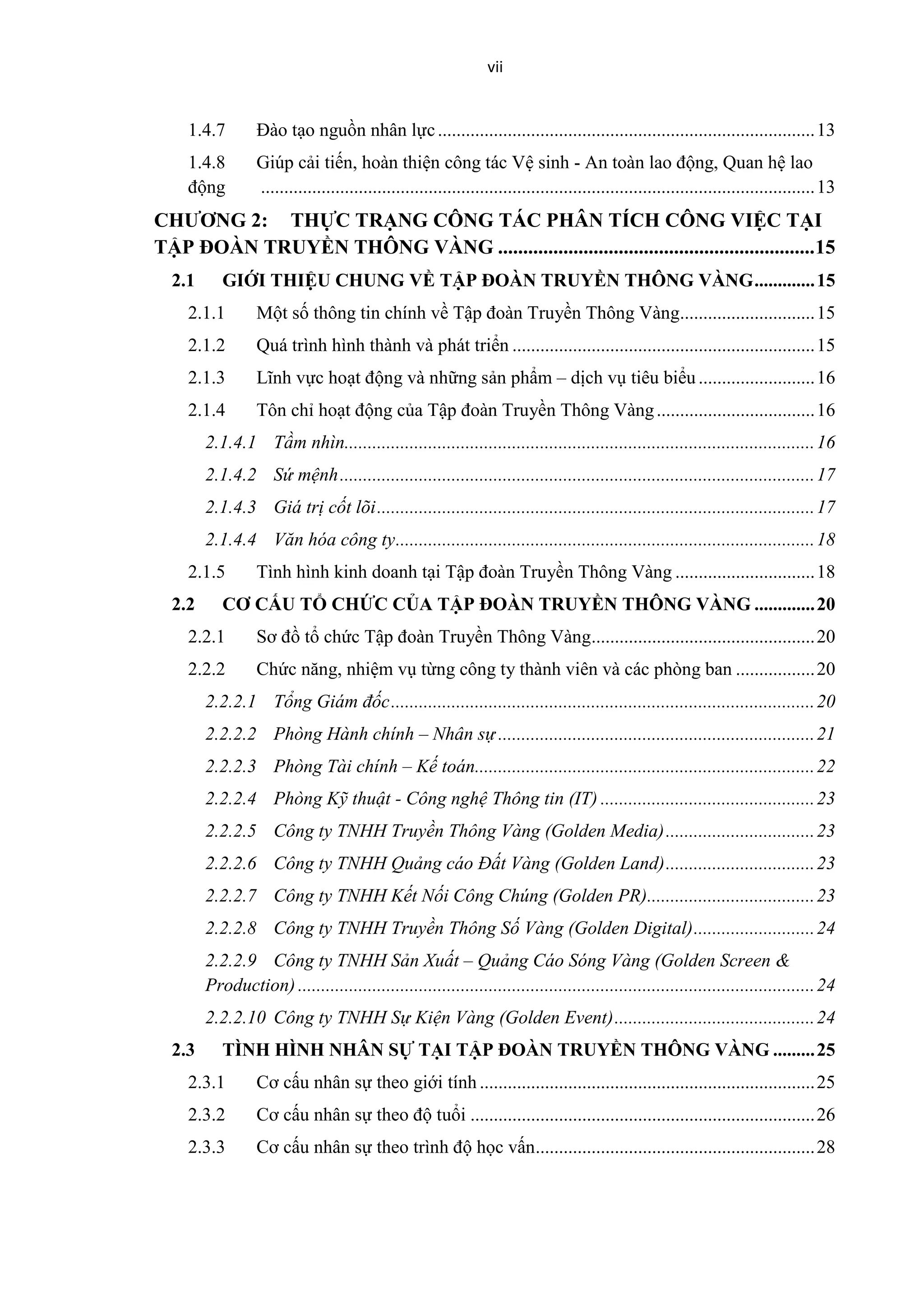 cong tac phan tich cong viec tai tap doan truyen thong vang | PDF