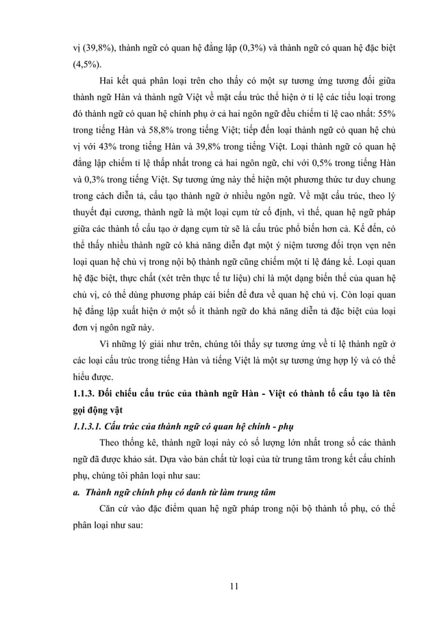 Luận văn: Nghiên cứu đối chiếu thành ngữ Hàn – việt có yếu tố chỉ tên gọi động vật (Nhìn từ góc ...