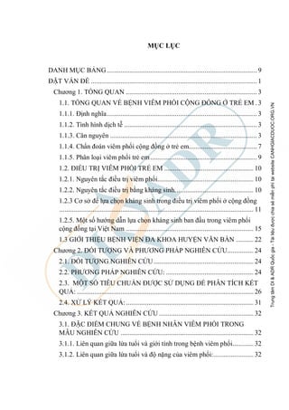 Luận văn: Phân tích tình hình sử dụng thuốc kháng sinh trong điều trị viêm phổi mắc phải cộng ...