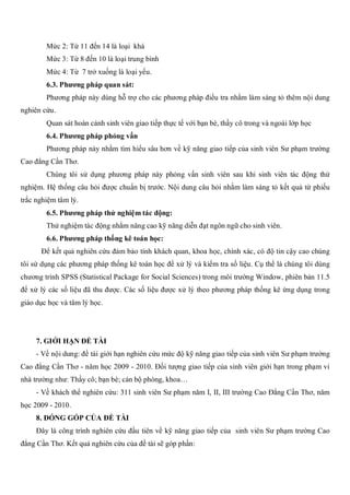 Luận văn: Kỹ năng giao tiếp của sinh viên Sư phạm trường Cao đẳng Cần ...