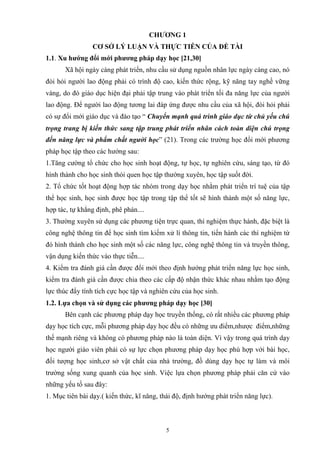 Luận văn: Phát triển năng lực vận dụng kiến thức hóa học vào thực tiễn qua dạy học sử dụng thí ...