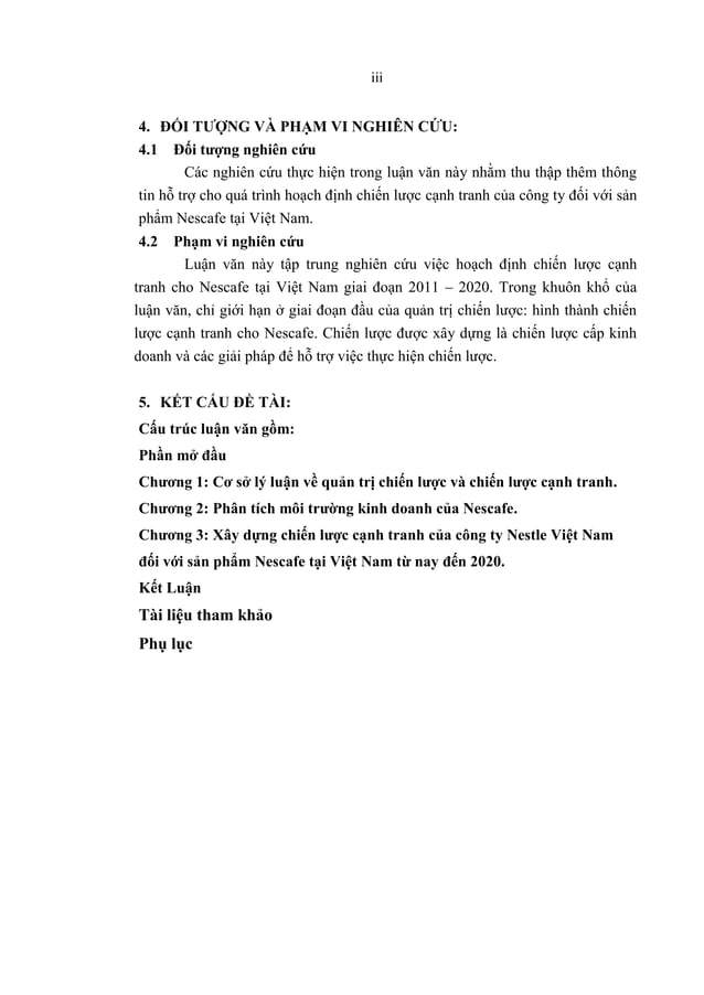 Luận văn: Chiến lược cạnh tranh của công ty Nestle Việt Nam đối với sản phẩm Nescafe tại Việt ...