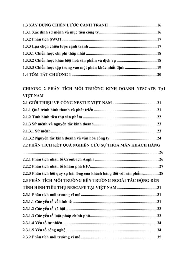 Luận văn: Chiến lược cạnh tranh của công ty Nestle Việt Nam đối với sản phẩm Nescafe tại Việt ...