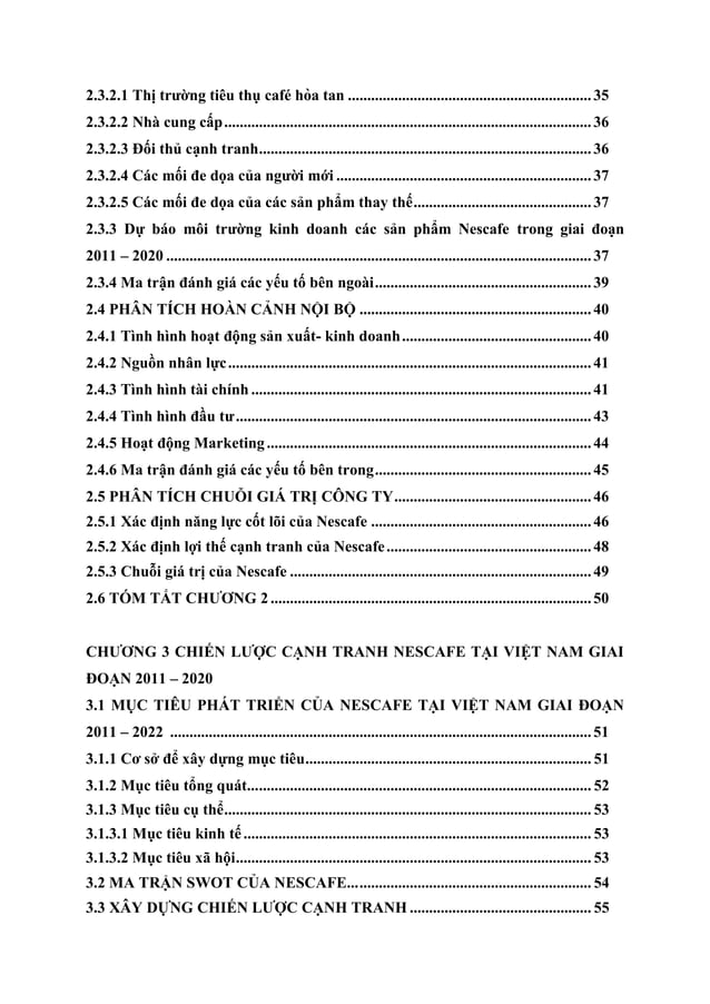 Luận văn: Chiến lược cạnh tranh của công ty Nestle Việt Nam đối với sản phẩm Nescafe tại Việt ...