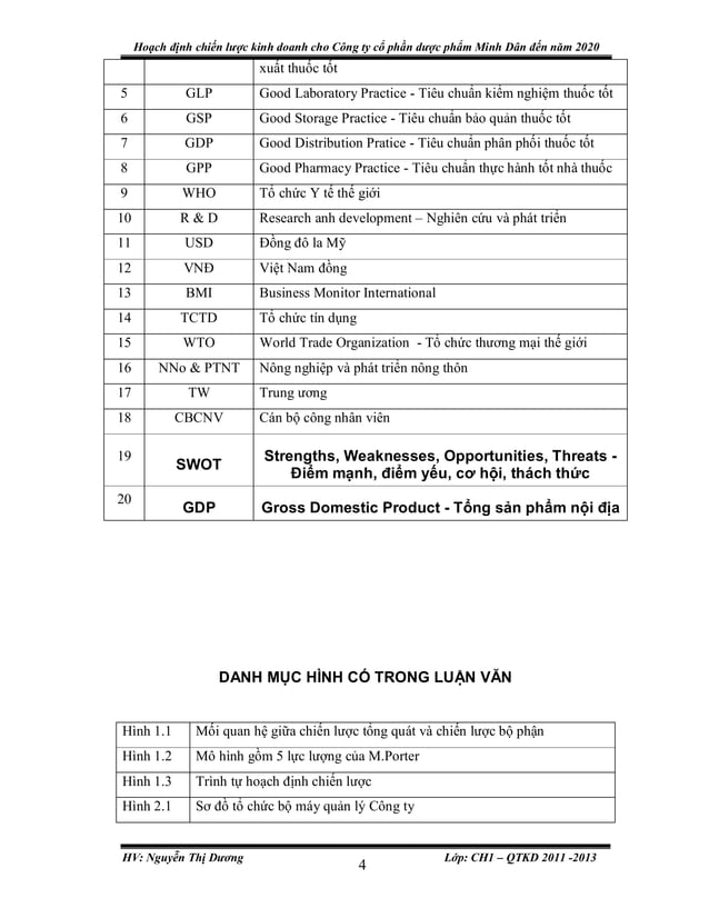 Luận văn: Hoạch định chiến lược kinh doanh cho Công ty cổ phần dược phẩm Minh Dân đến năm 2020 | PDF