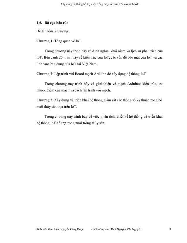 Đề tài: Xây dựng hệ thống hỗ trợ nuôi trồng thủy sản theo mô hình IoT | PDF