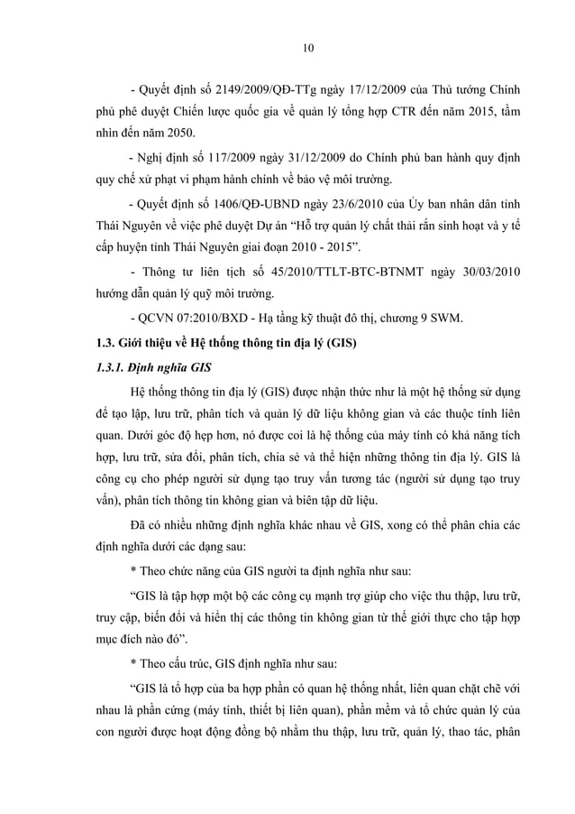 Luận văn: Ứng dụng hệ thống thông tin địa lý (gis) vào công tác quản lý, thu gom, vận chuyển ...