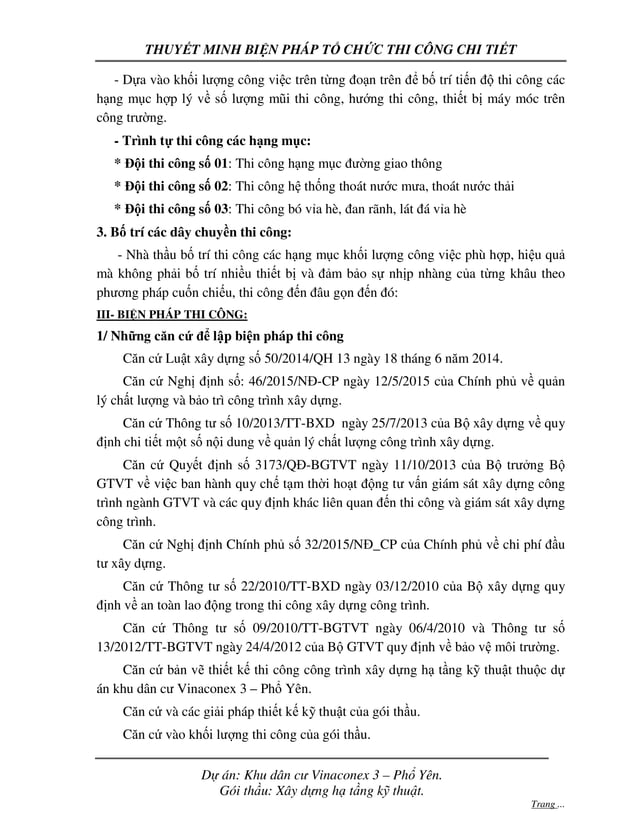Luận văn: Thuyết minh biện pháp tổ chức thi công chi tiết dự án khu dân cư Vinaconex 3 - phổ yên ...