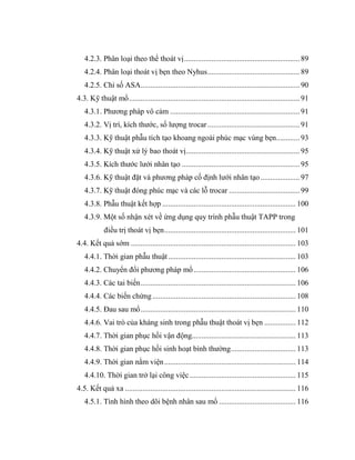 Luận án: Nghiên cứu ứng dụng phẫu thuật nội soi qua ổ phúc mạc đặt lưới nhân tạo điều trị thoát ...