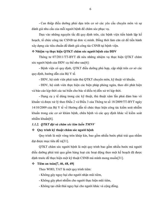 Luận văn: Thực trạng tuân thủ quy trình đặt và chăm sóc kim luồn tĩnh mạch ngoại vi của điều ...