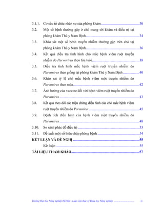 Luận văn: Bước đầu nghiên cứu bệnh viêm ruột truyền nhiễm do parvovirus trên chó tại phòng khám ...