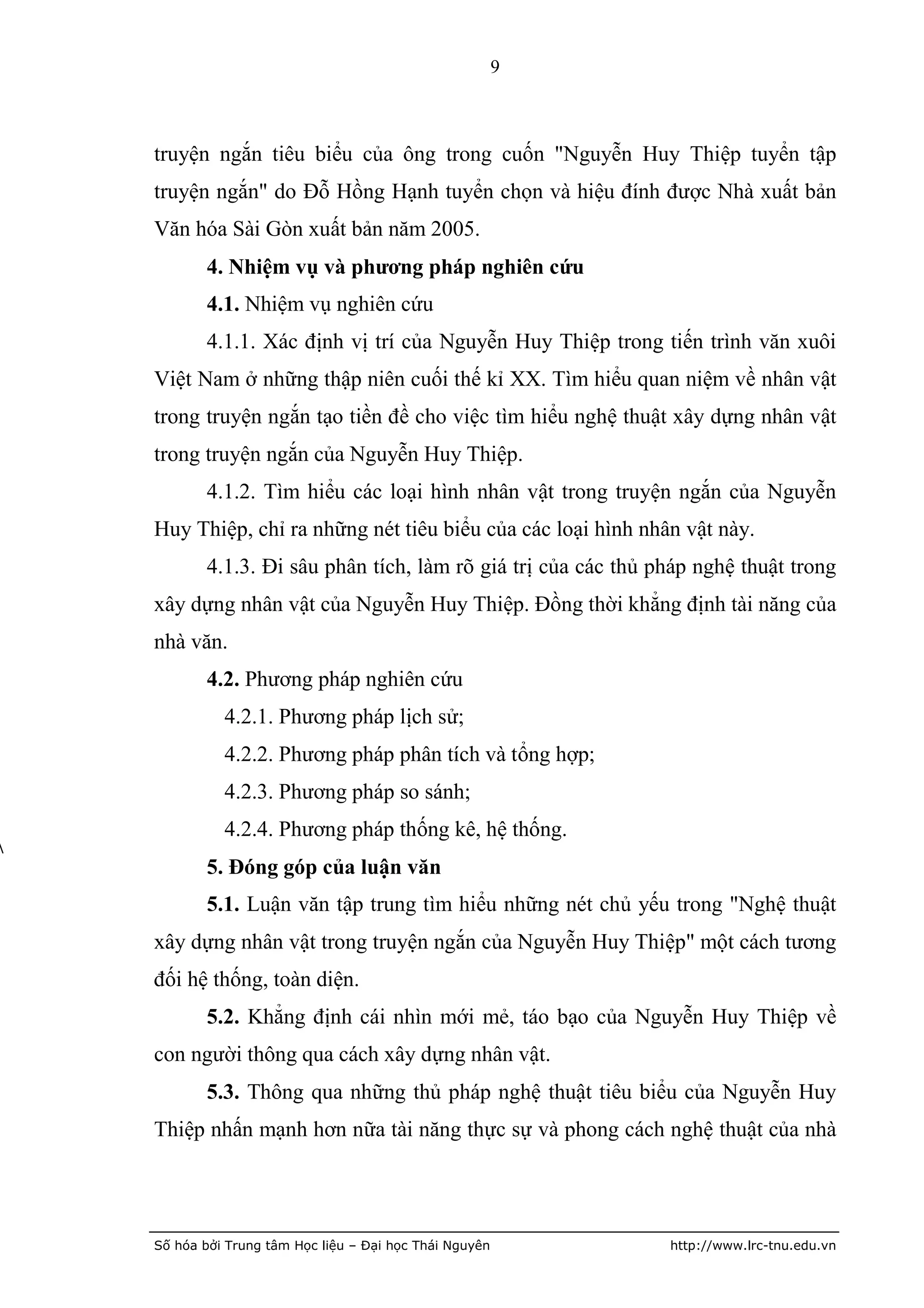 Luận văn: Nghệ thuật xây dựng nhân vật trong truyện ngắn của Nguyễn Huy Thiệp | PDF