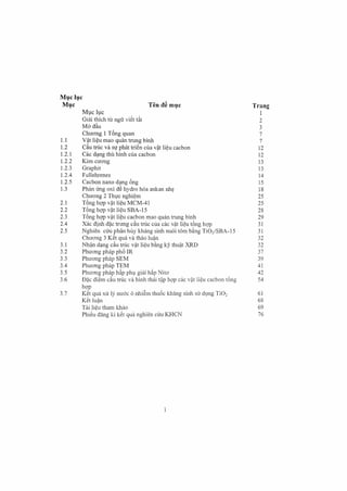 Đề tài: Nghiên cứu tổng hợp vật liệu xốp mao quản trung bình tiên tiến (cấu trúc khung cacbon ...