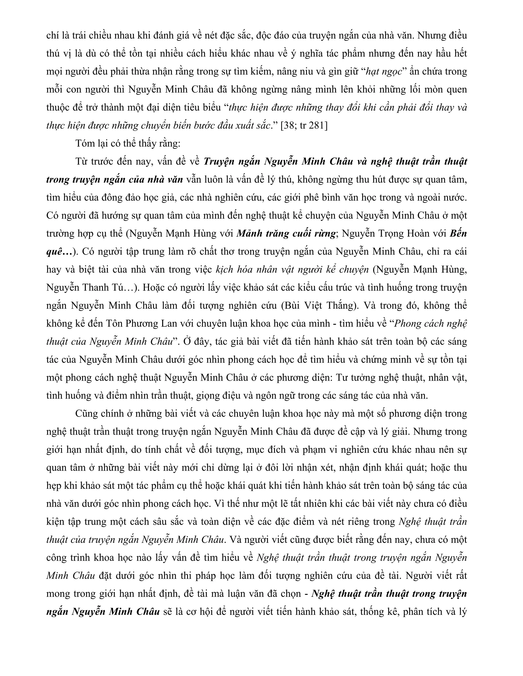 Luận văn: Nghệ thuật trần thuật trong truyện ngắn Nguyễn Minh Châu | PDF