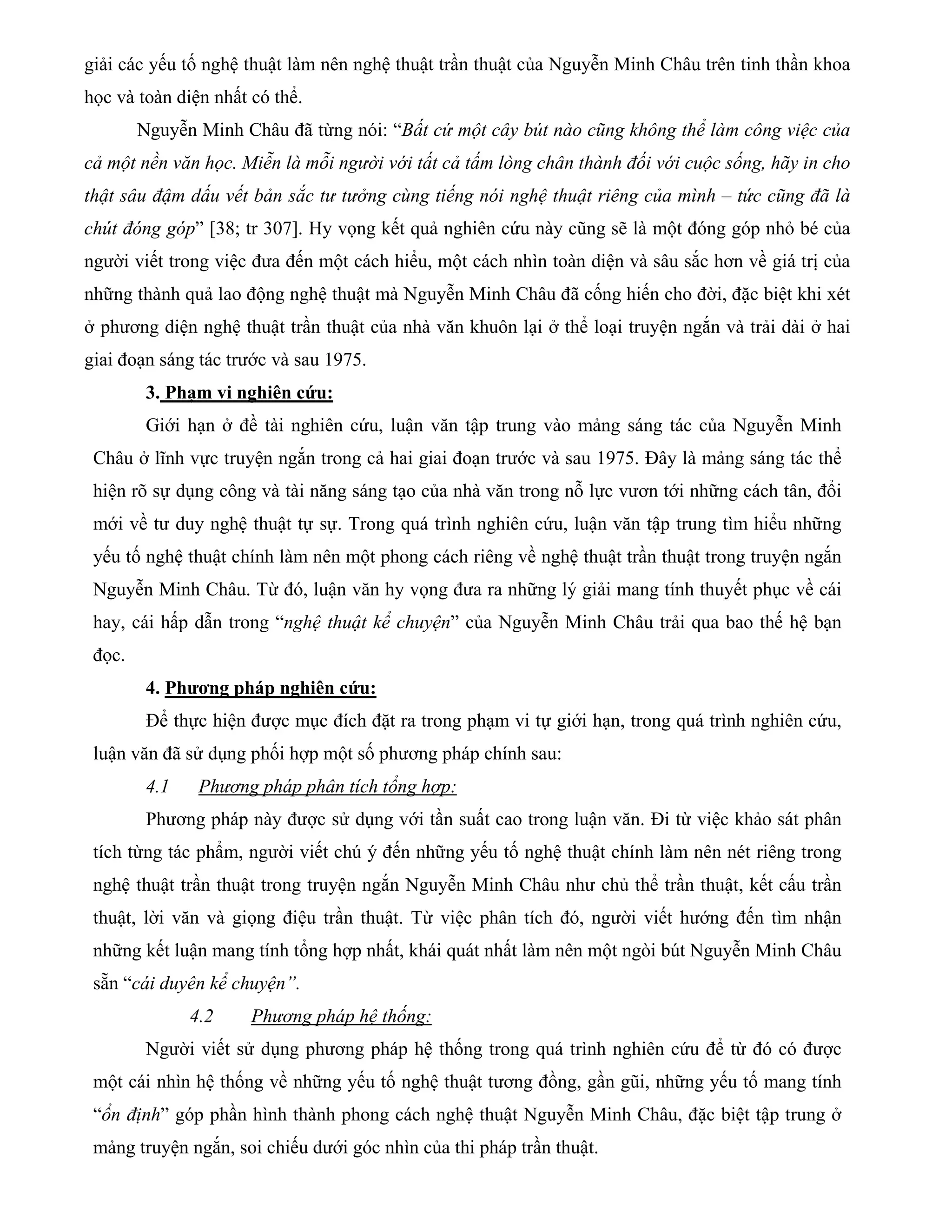 Luận văn: Nghệ thuật trần thuật trong truyện ngắn Nguyễn Minh Châu | PDF