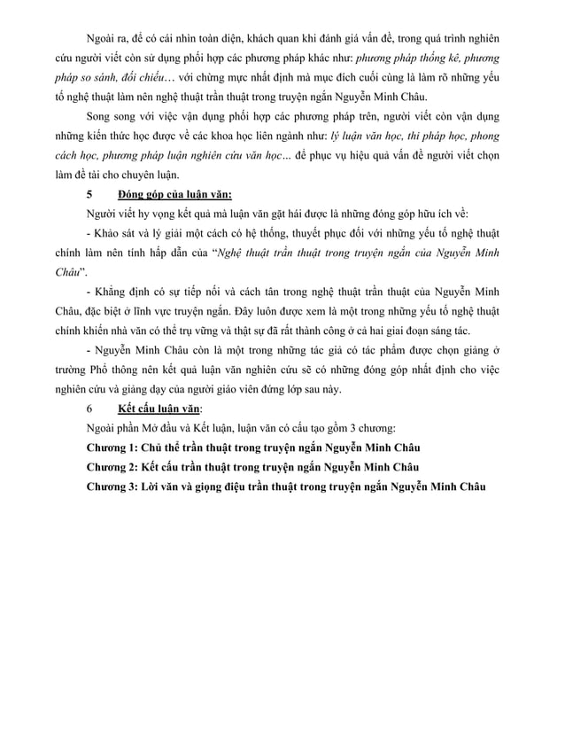 Luận văn: Nghệ thuật trần thuật trong truyện ngắn Nguyễn Minh Châu | PDF
