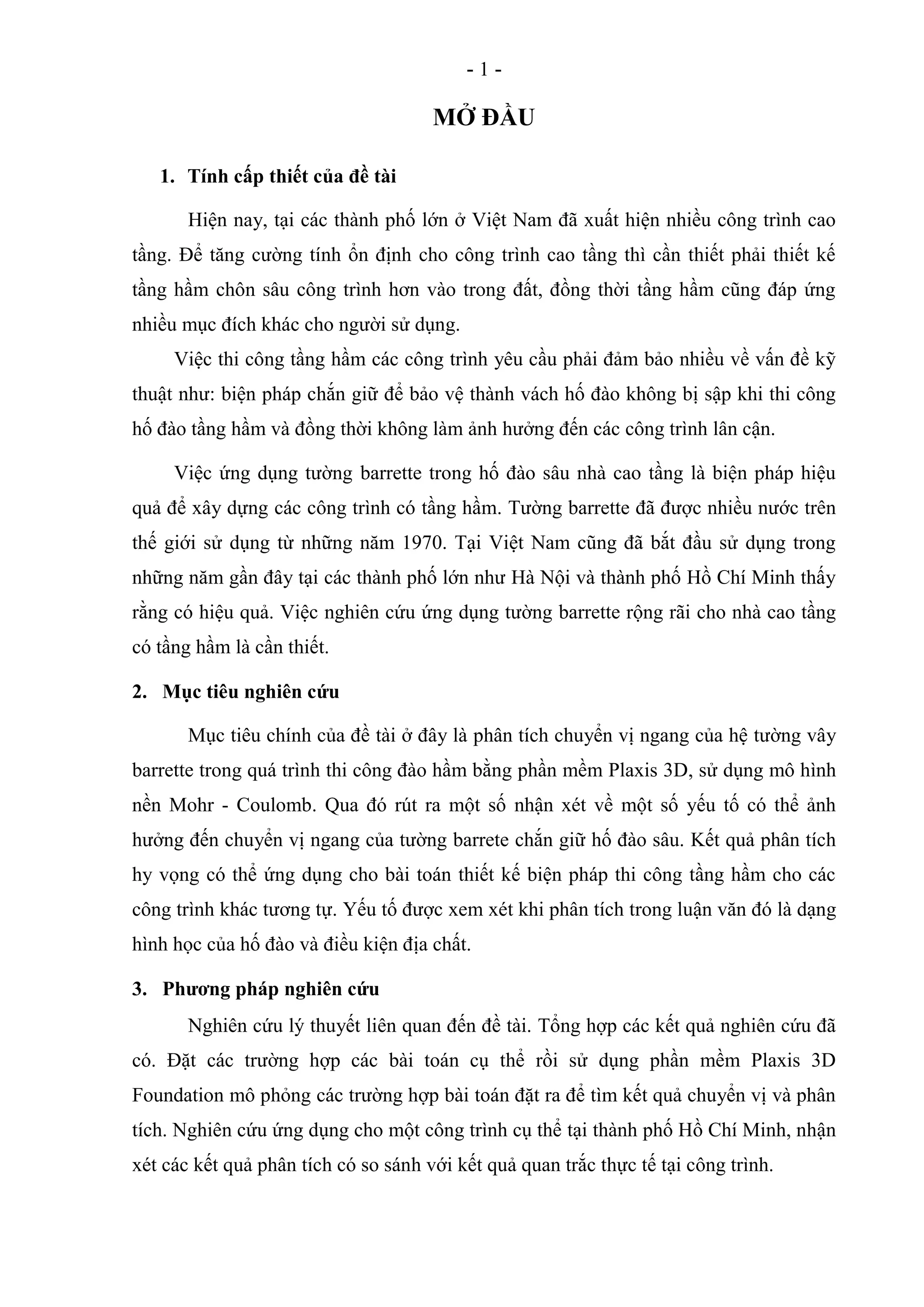 Luận văn: Phân tích ổn định hệ tường vây trong quá trình thi công hố ...