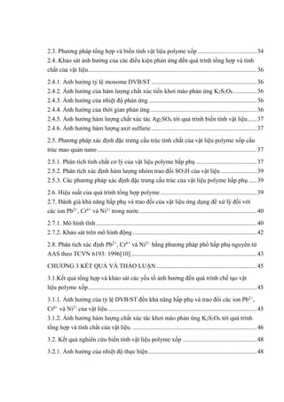 Luận văn: Nghiên cứu tổng hợp vật liệu polyme xốp cấu trúc mao quản nano, thử nghiệm khả năng xử ...