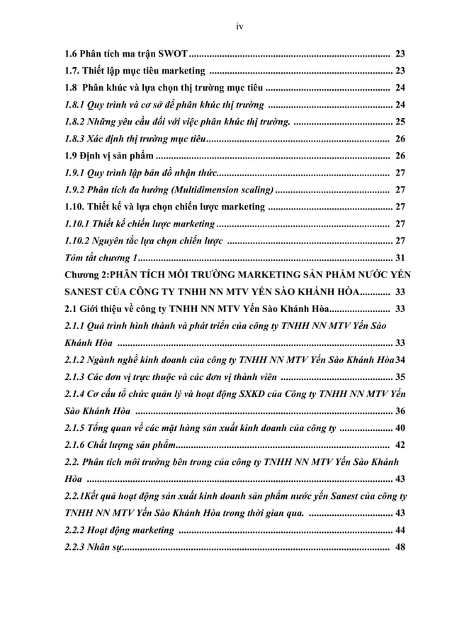 Luận văn: Xây dựng chiến lược marketing cho mặt hàng nước yến sanest của công ty TNHH nhà nước ...
