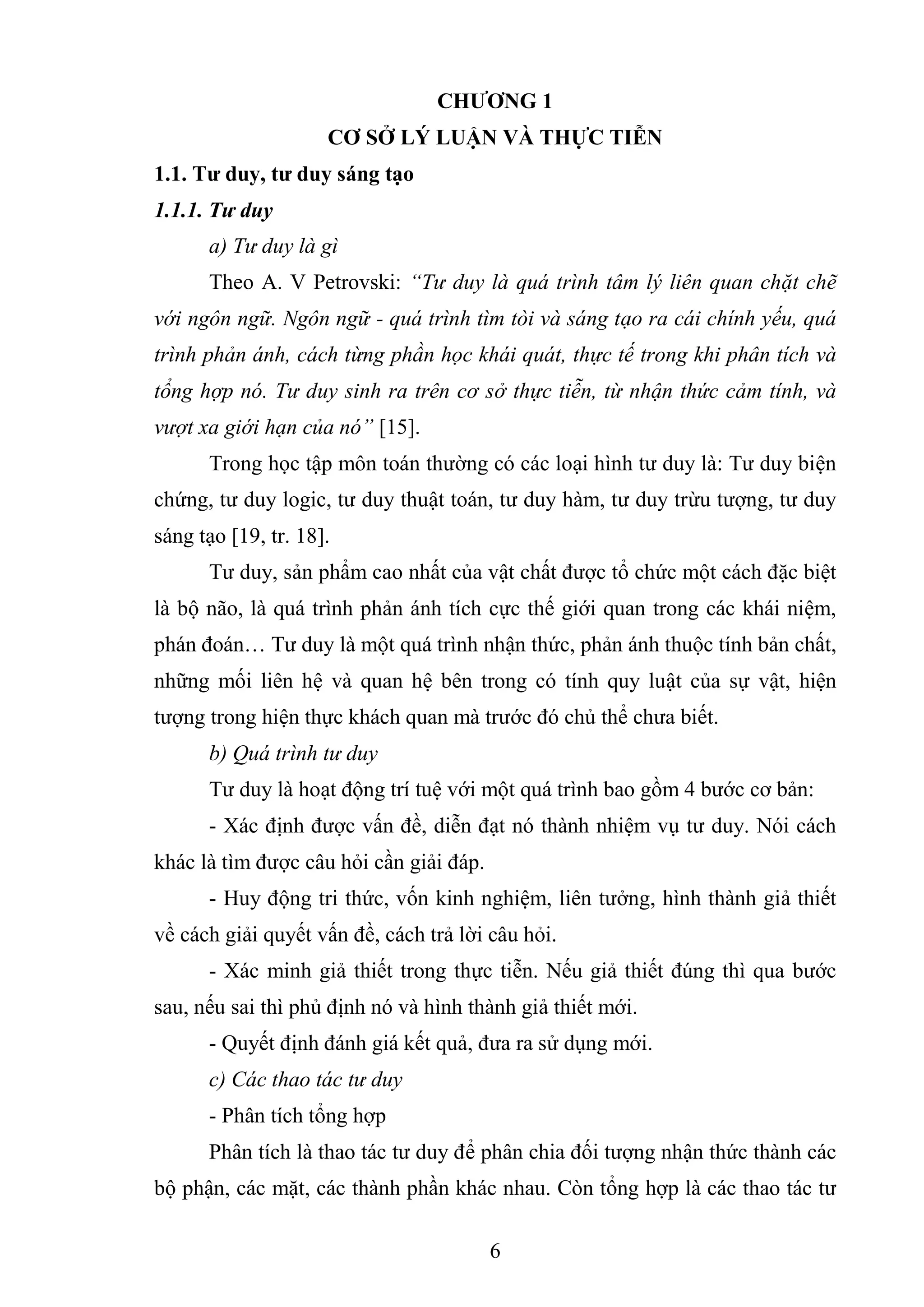 Đề tài: Phát triển tư duy sáng tạo cho học sinh lớp 8 trung học cơ sở thông qua dạy học chương ...