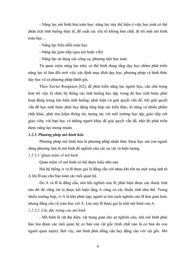 Luận văn: Bồi dưỡng năng lực mô hình hóa toán học các bài toán thực tiễn cho học sinh trung học ...