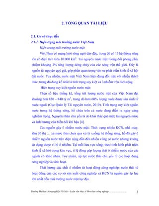 Luận văn: Đánh giá hiện trạng môi trường nước mặt và đề xuất một số giải pháp quản lý chất lượng ...