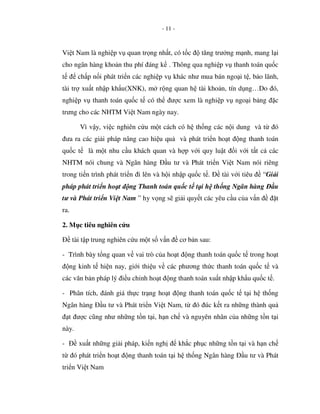 Luận văn: Giải pháp phát triển hoạt động Thanh toán quốc tế tại hệ thống Ngân hàng Đầu tư và ...