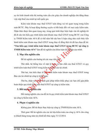 Đề tài: Tìm hiểu quy trình kiểm toán khoản mục thuế GTGT trong BCTC tại công ty TNHH Kiểm toán ...