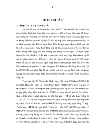 Luận án: Hoàn thiện Hệ thống kiểm soát nội bộ tại NHNo&PTNT Việt Nam ...