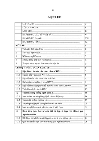 Luận án: Nghiên cứu tạo kháng nguyên tái tổ hợp của virus gây bệnh cúm A/H7N9 bằng phương pháp ...