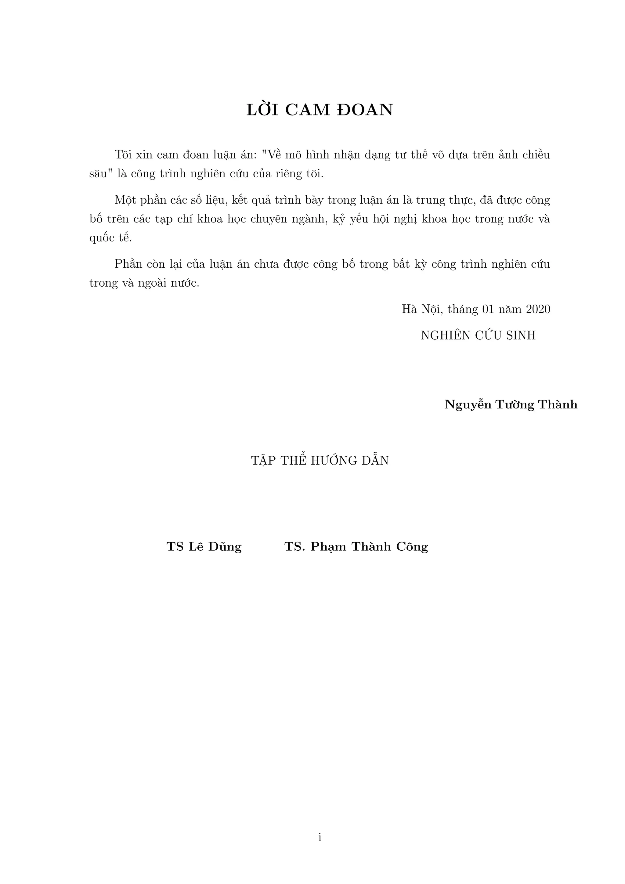 Luận án: Về mô hình nhận dạng tư thế võ dựa trên ảnh chiều sâu | PDF