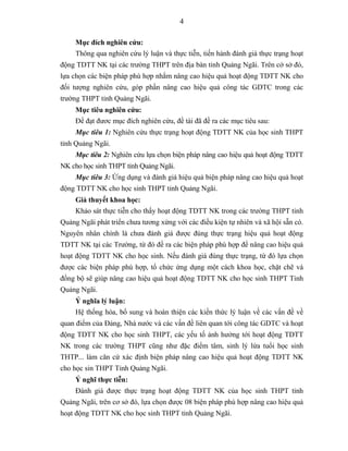 Luận án: Nghiên cứu biện pháp nâng cao hiệu quả các hoạt động TDTT NK cho học sinh trung học phổ ...