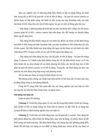 Luận án: Nghiên cứu điều khiển rô bốt tay máy di động bám mục tiêu trên cơ sở sử dụng thông tin ...