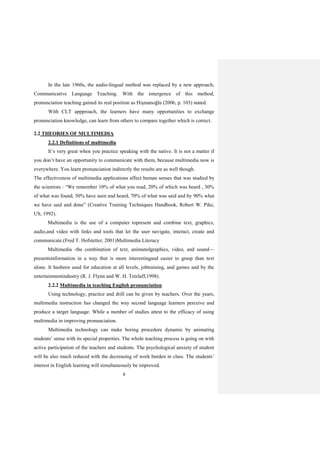 Đề tài: Applying multimedia to teaching pronunciation for grade 8 at ...