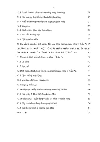 Đề tài: Phát triển hoạt động bán hàng tại Công ty TNHH sản xuất thương mại dịch vụ Kiều An | PDF