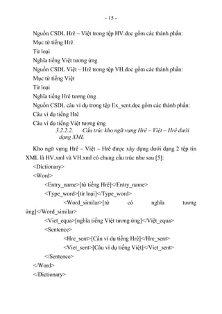Luận văn: Hoàn thiện hệ thống ngữ vựng tiếng Hrê ứng dụng xây dựng từ điển Hrê - Việt và Việt ...