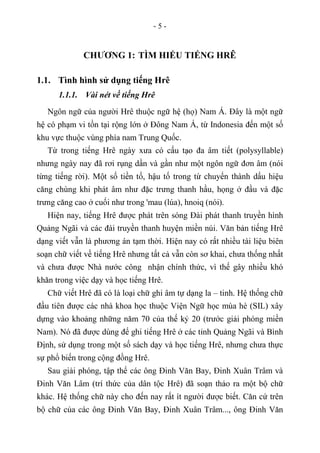 Luận văn: Hoàn thiện hệ thống ngữ vựng tiếng Hrê ứng dụng xây dựng từ điển Hrê - Việt và Việt ...