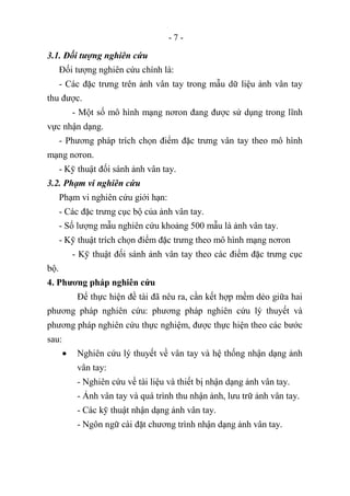 Luận văn: Mạng Nơron và nhận dạng ảnh vân tay, HAY | PDF