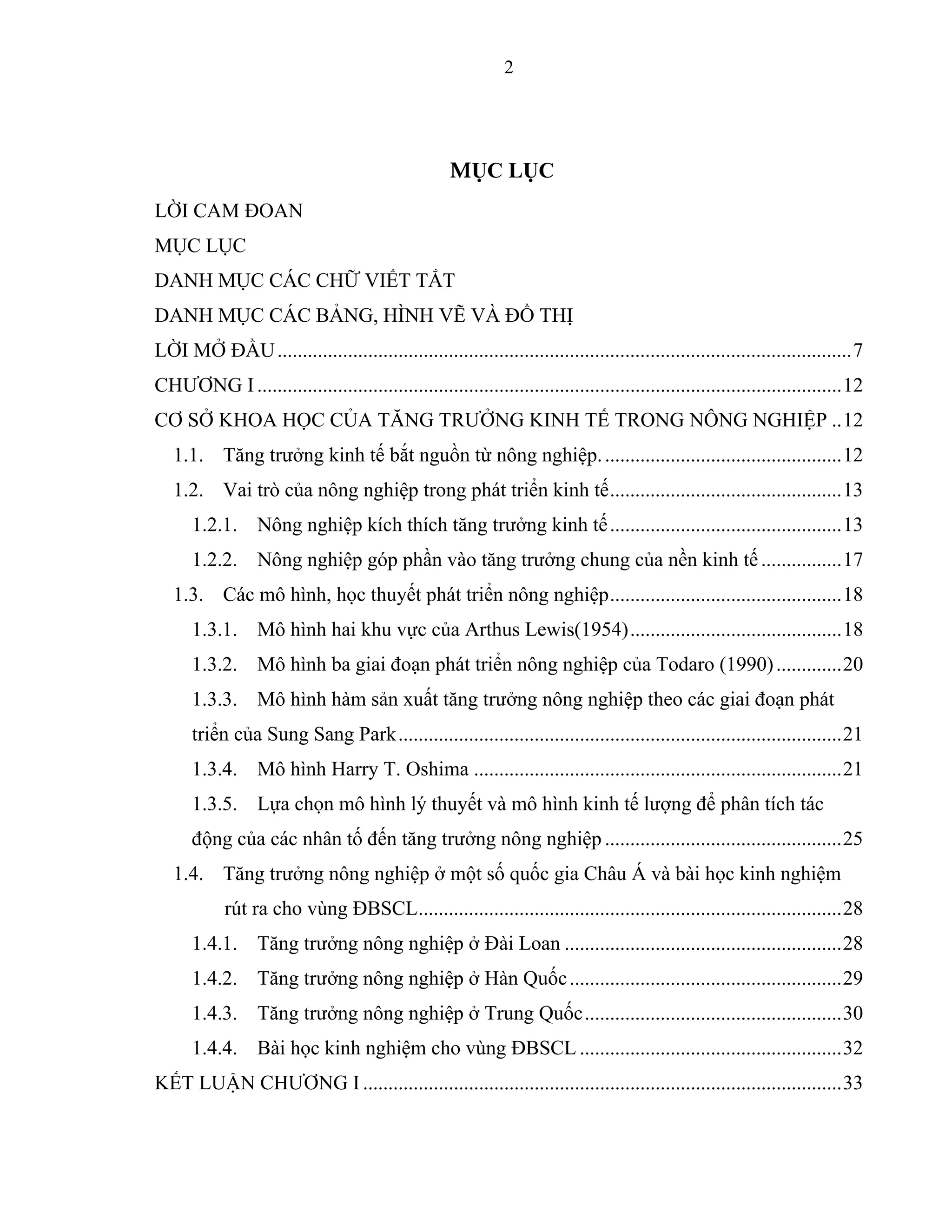 Luận văn: Ứng dụng mô hình HARRY T. OSHIMA để đẩy mạnh tăng trưởng nông nghiệp vùng đồng bằng ...