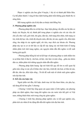 Luận văn: Thực trạng nghèo ở tỉnh Đồng Nai, Những yếu tố tác động và giải pháp giảm nghèo | PDF