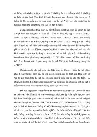 Luận án: Nghiên cứu thống kê tài khoản vệ tinh du lịch ở VN, HAY | PDF